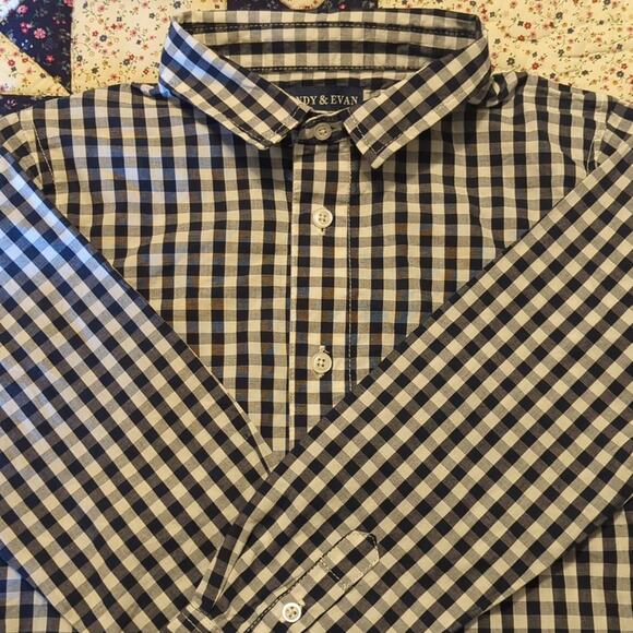 Andy & Evan | Shirts & Tops | Andy Evan Boys Navy Gingham Long Sleeve ...